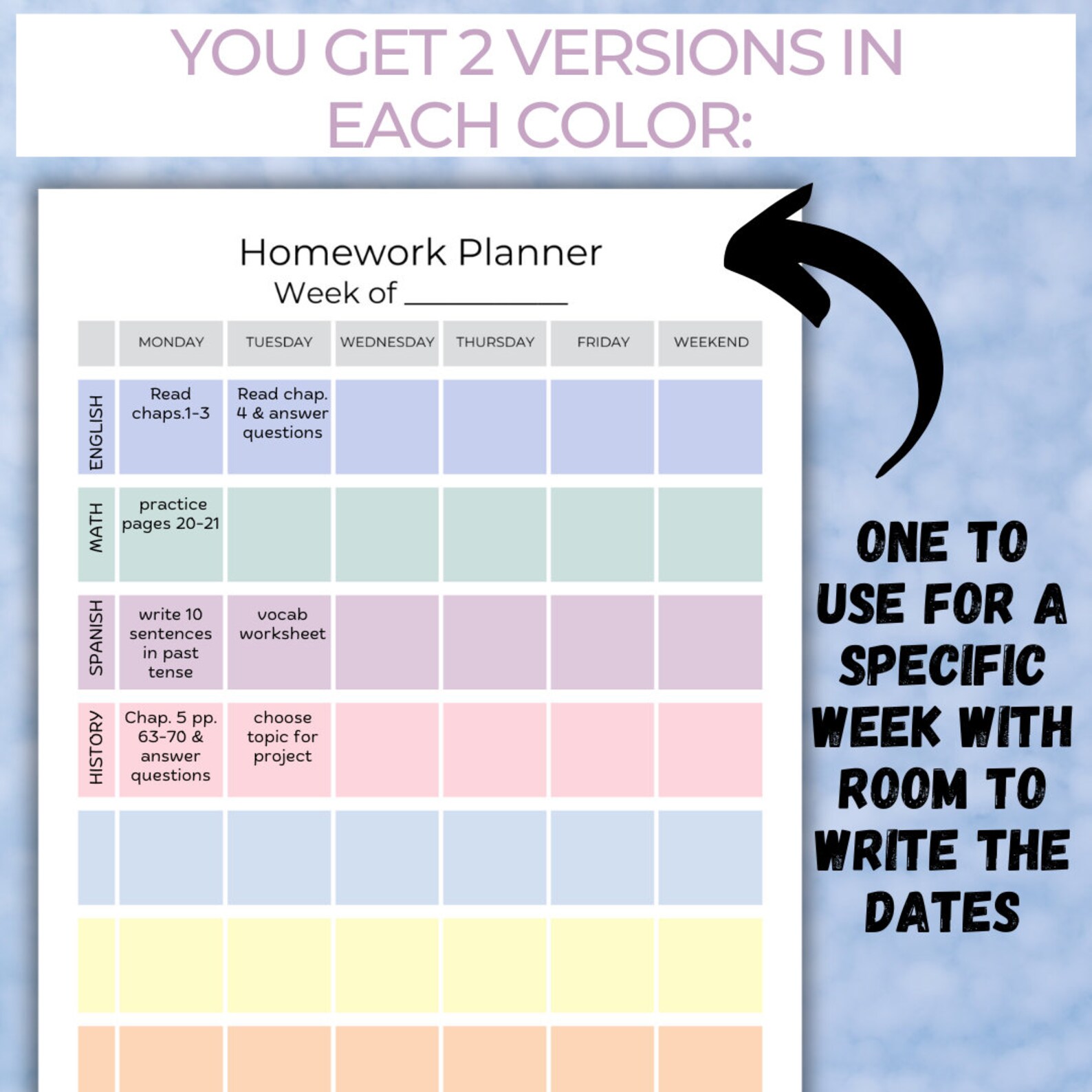 Homework Planner Printable, Middle School Planner, Study Planner ...