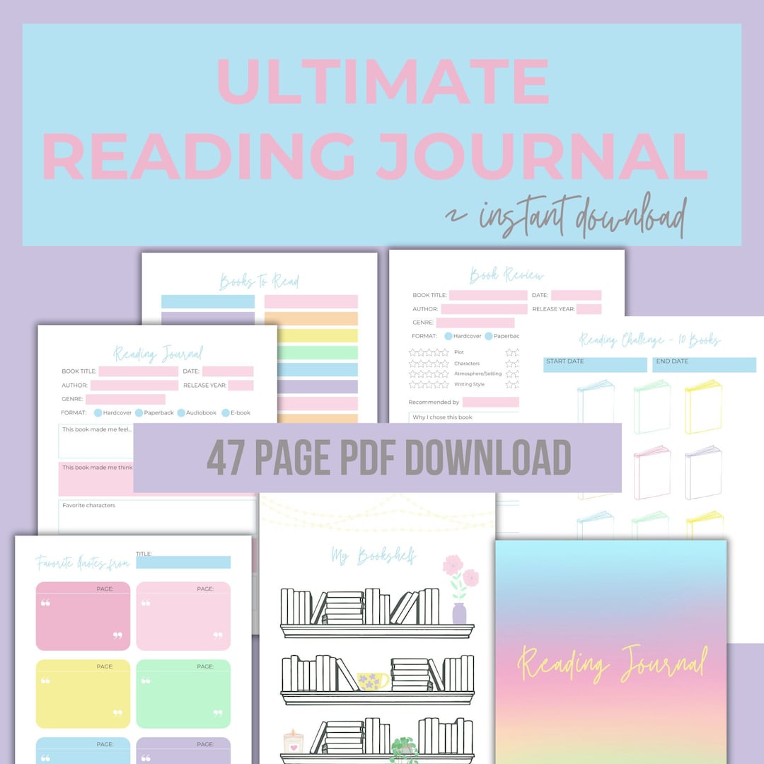 Rainbow Reading Journal Template, Ultimate Reading Planner, Reading Log ...