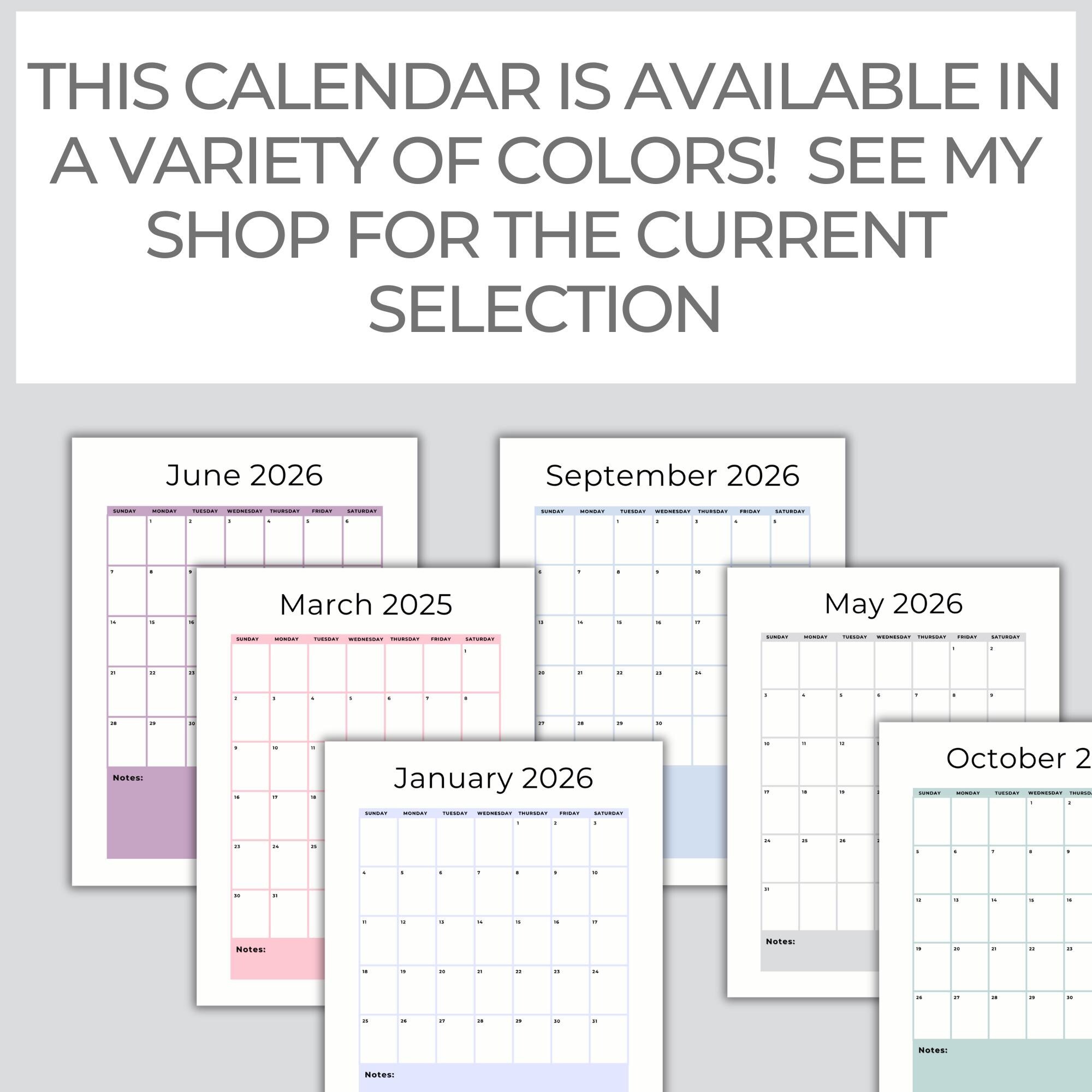 Green Calendar Printable Calendar Pages, School Year Calendar 2025-2026 ...
