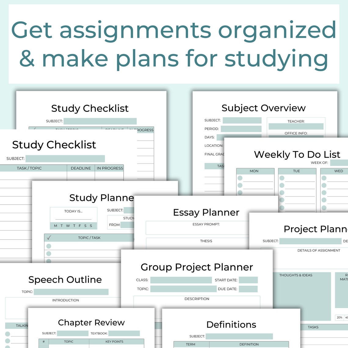 Middle School Student Planner Printable, ADHD Middle School Planner ...