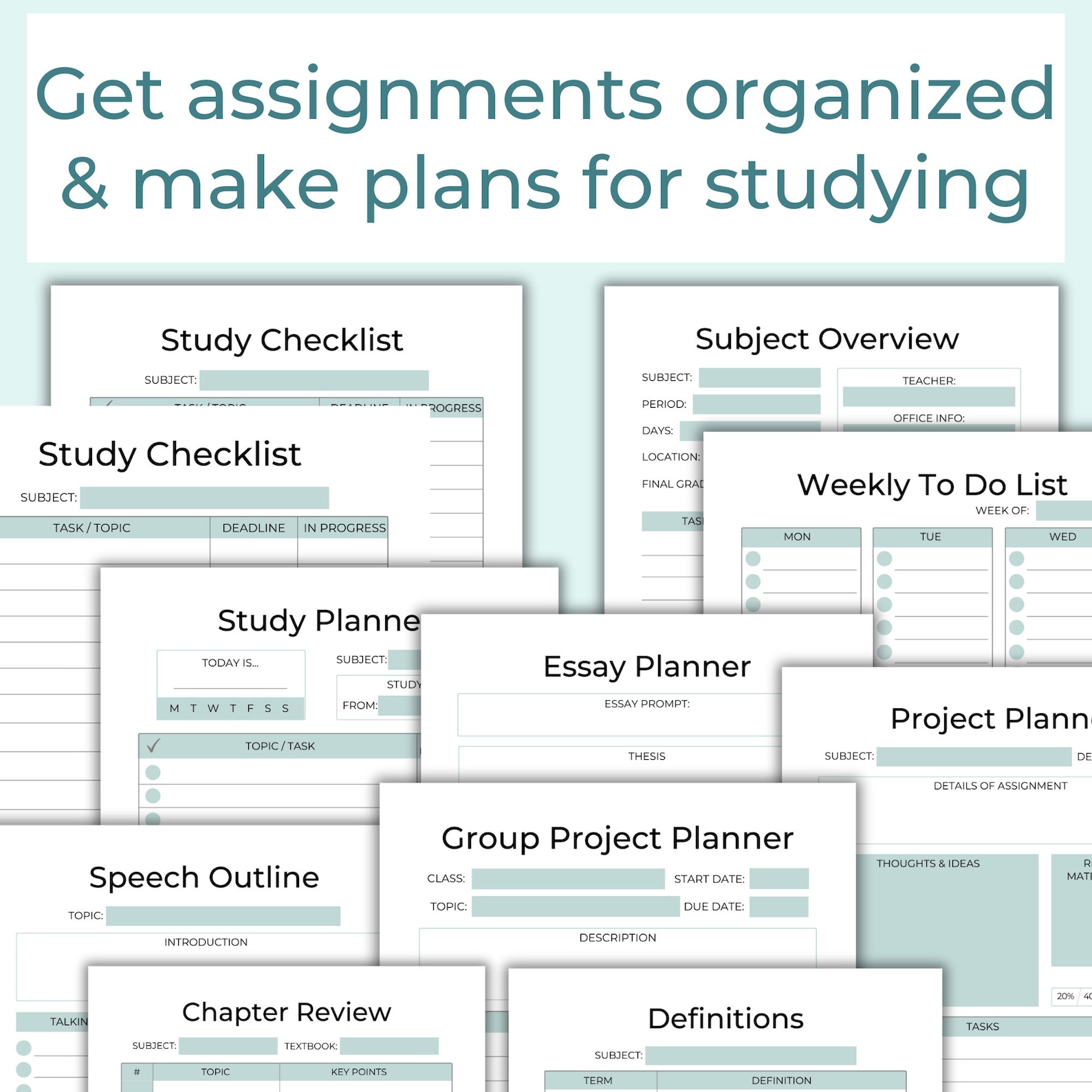 Middle School Student Planner Printable, ADHD Middle School Planner ...