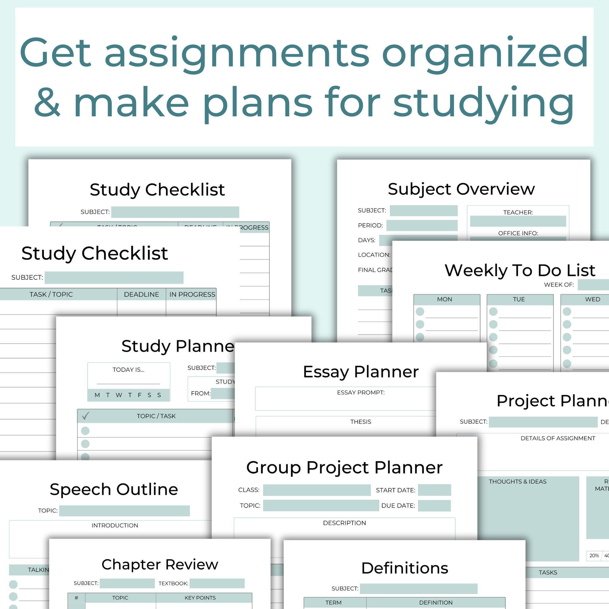 Middle School Student Planner Printable, ADHD Middle School Planner ...