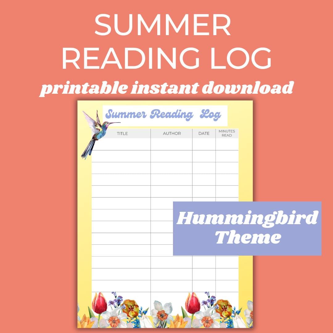 Summer Reading Log Printable, Hummingbird Printable Book Log Download ...