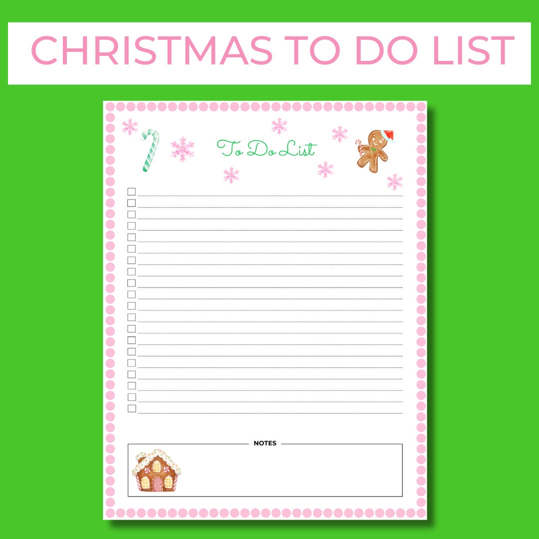 Pink Christmas Printable to Do List, Christmas List Printable ...