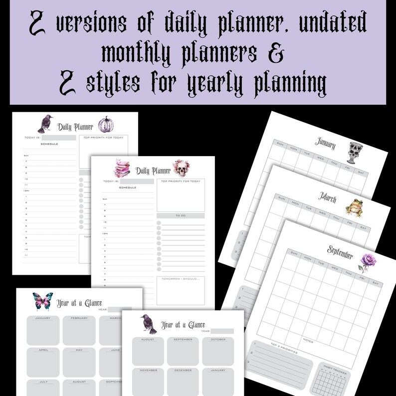 Whimsical Halloween Printable Student Planner, Dark Academia Planner ...