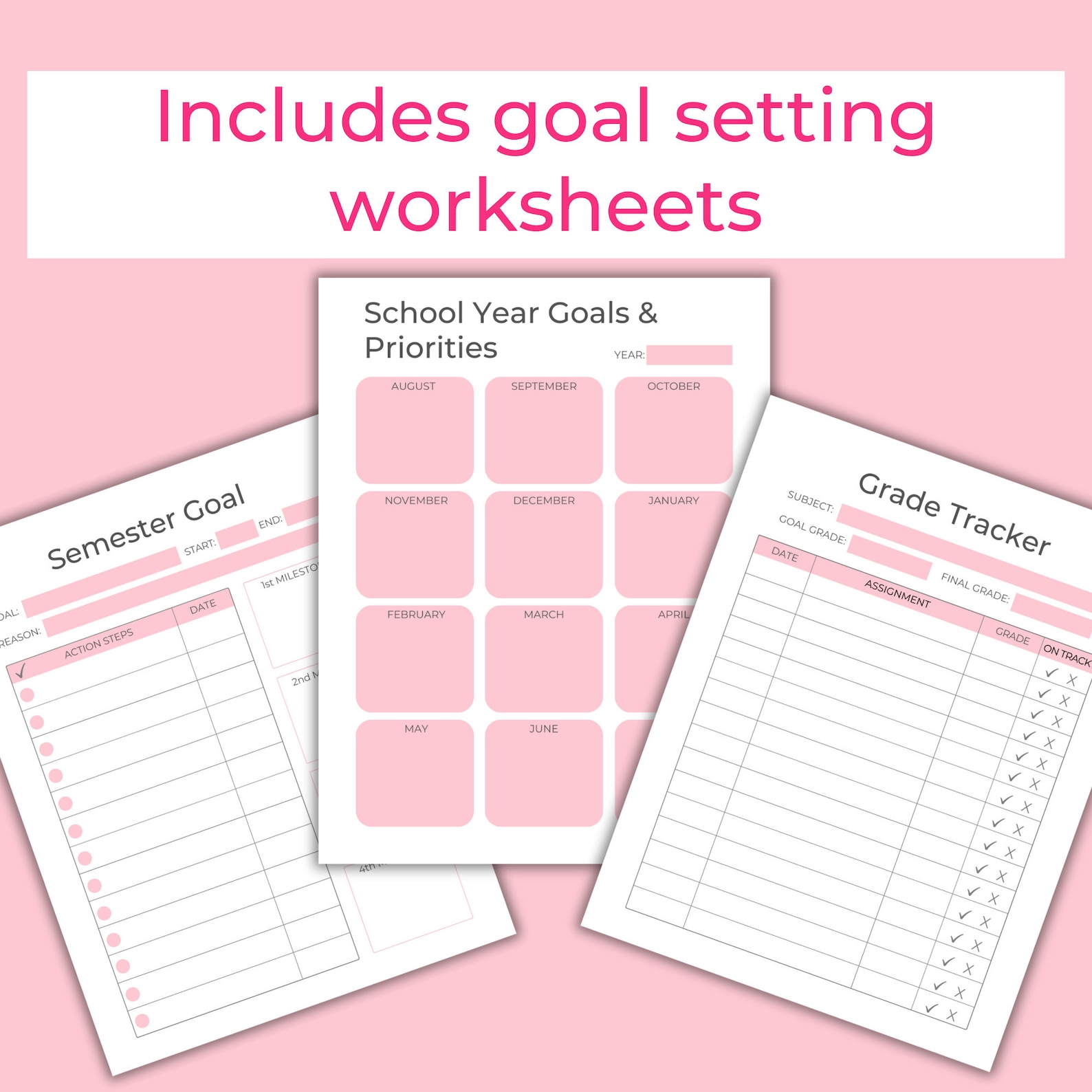 Pink Pretty Printable Middle School Planner, Student Academic Planner ...