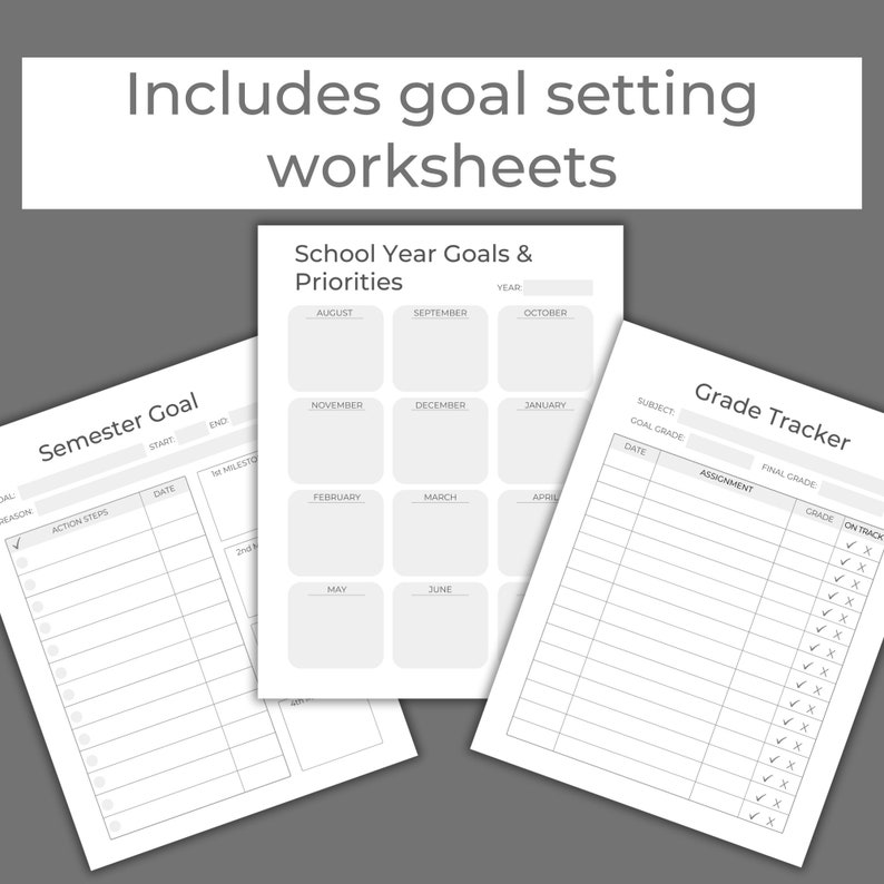 Academic Planner Simple, High School Planner Printable for Boy ...