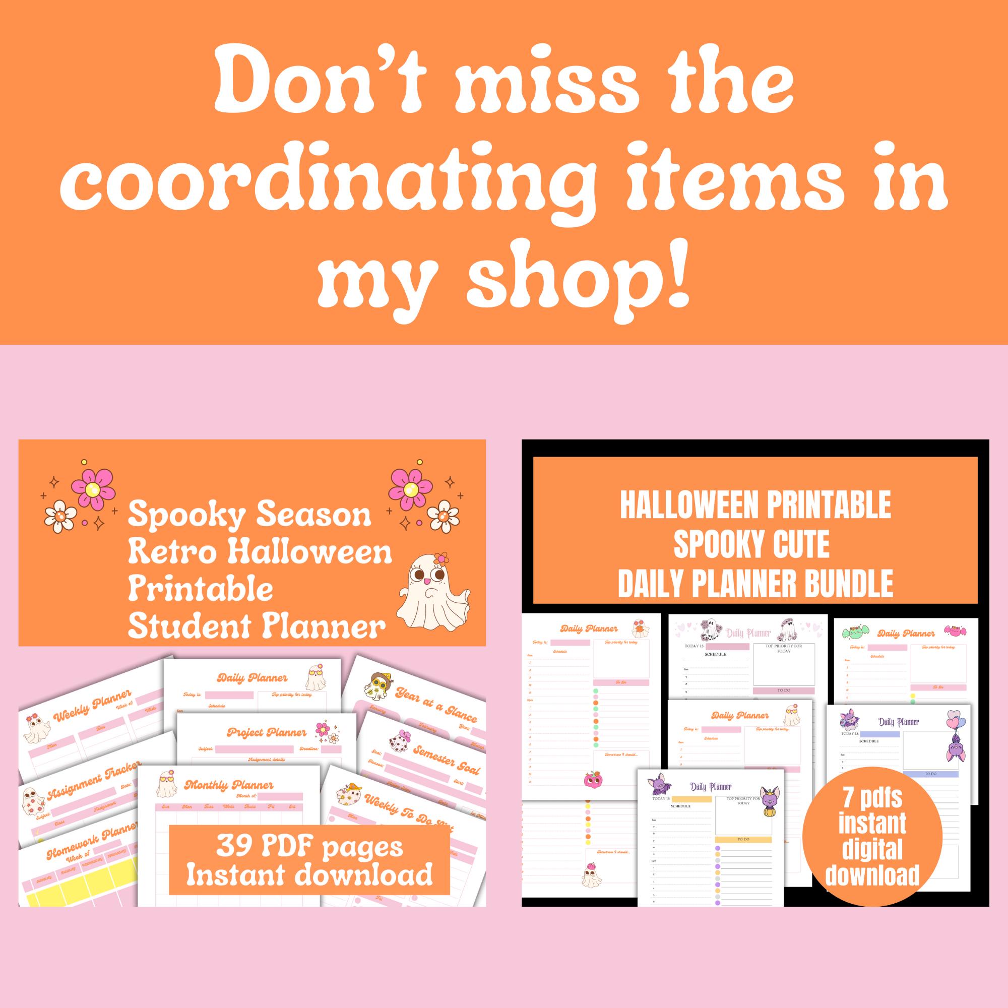 Spooky Cute Printable Weekly Planner, Halloween Bundle Cute Planner for ...