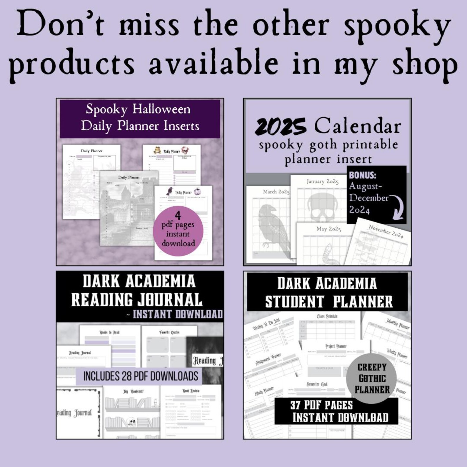 Spooky Weekly Planner Pages, Weekly Planner Gothic Victorian Printable ...