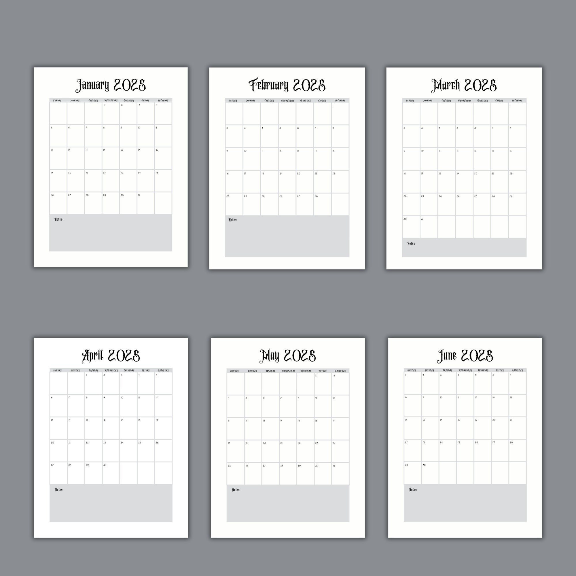 Dark Academia Planner Goth 2025 Calendar Download, Goth Planner Page ...