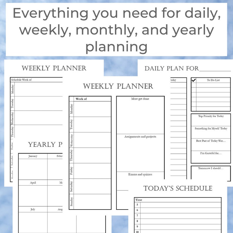 Middle School Student Planner Printable, Middle School Organization ...