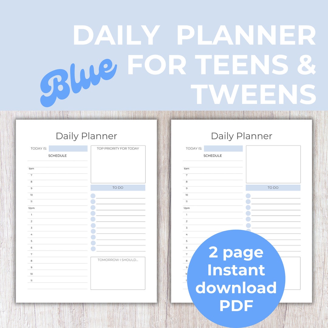 Planner Daily for Teen Schedule Downloadable, Printable Daily Planner ...