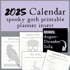 2025 Spooky Goth Calendar Download, Goth Printable Planner Pages ...