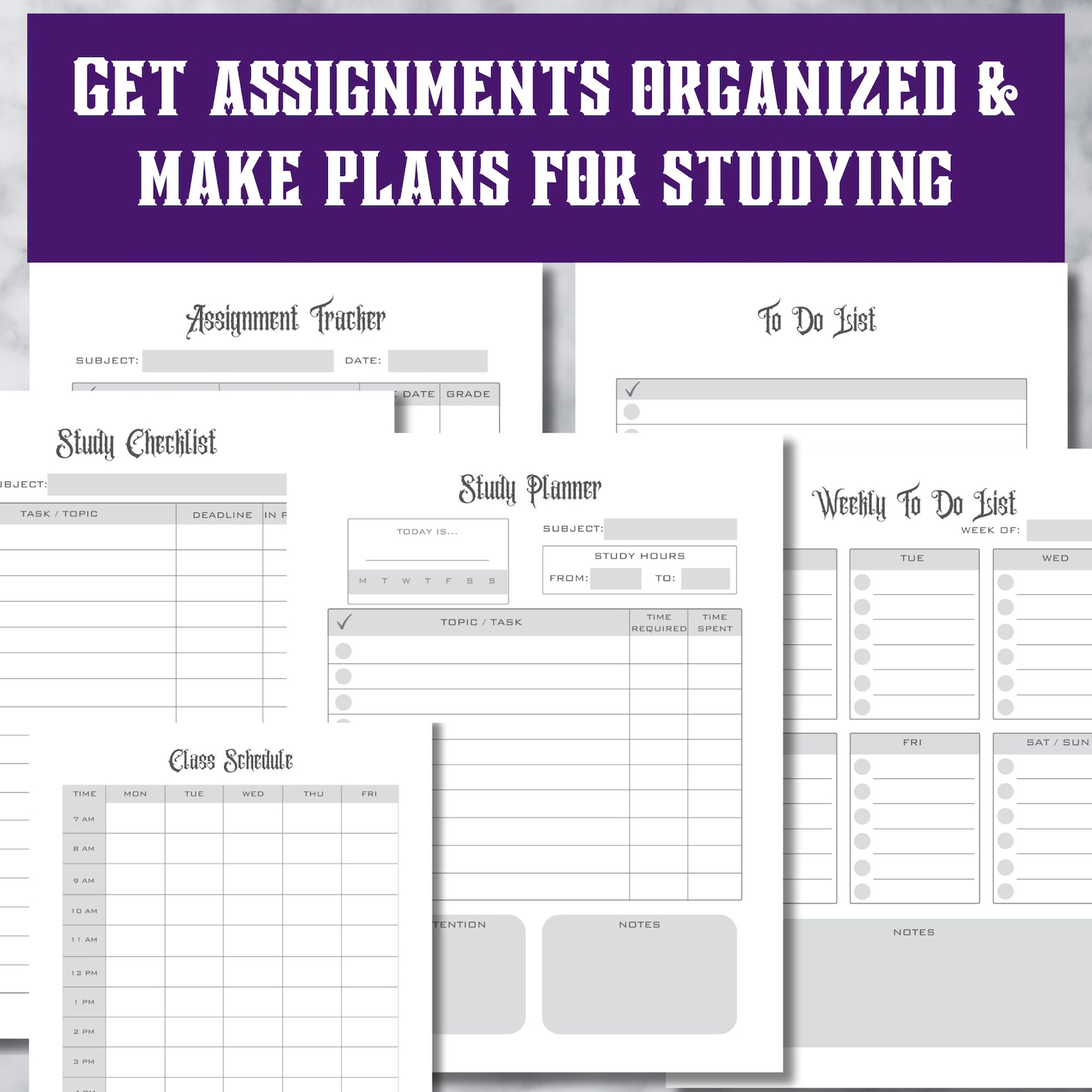 Dark Academia Printable Bundle, Gothic Student Planner Reading Journal ...