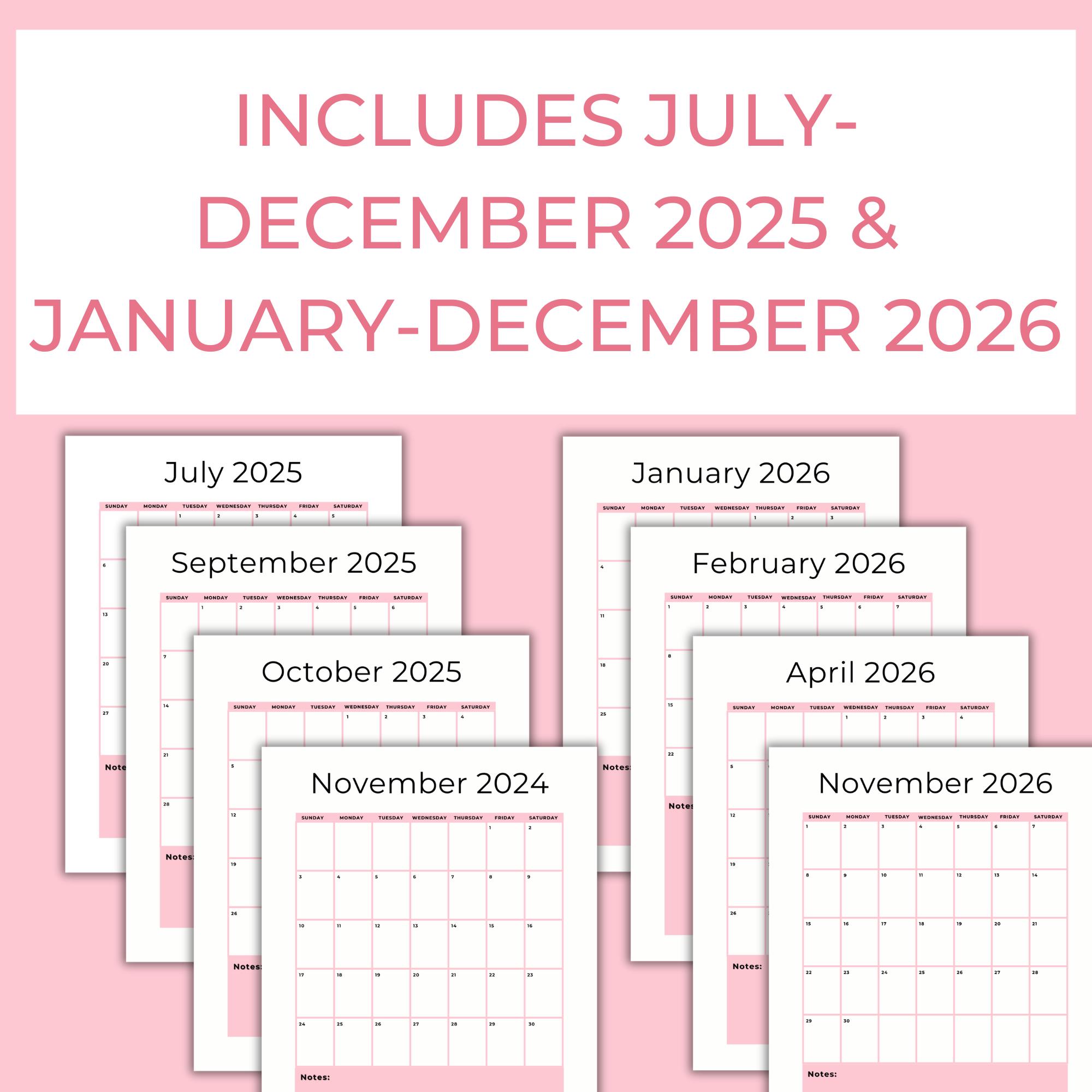2025-2026 Academic Calendar, Pink Calendar Pages, School Year Calendar ...