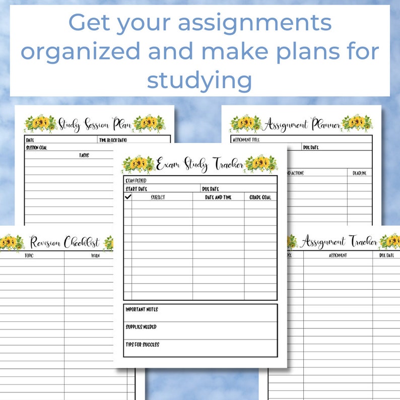 Sunflower Academic Planner for Teens High School Planner School Planner ...