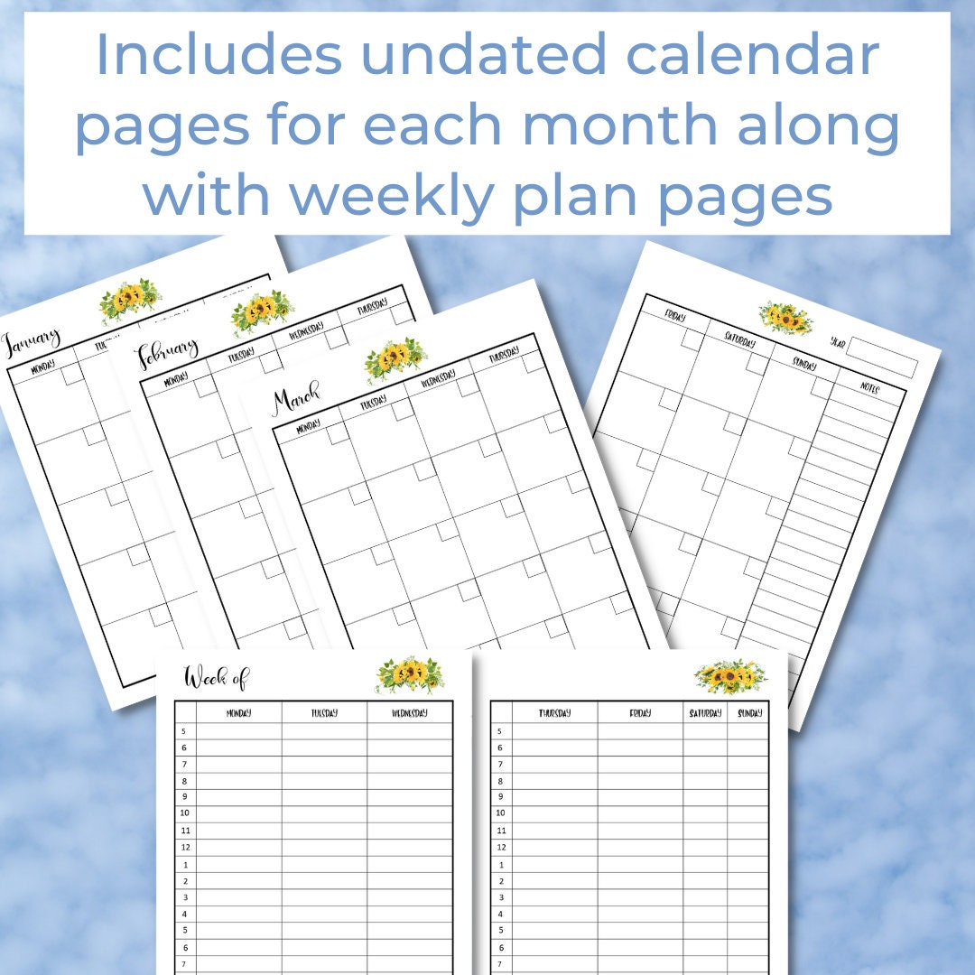 Sunflower Academic Planner for Teens High School Planner School Planner ...
