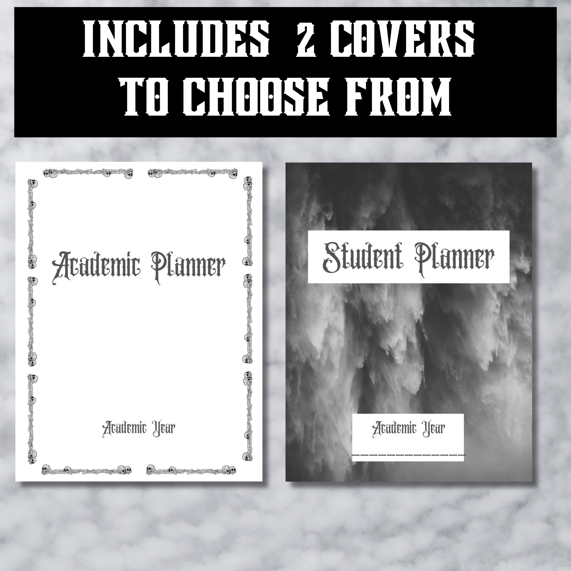 Emo Student Planner Printable, Dark Academia Planner Printables, Gothic ...