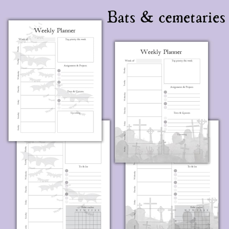 Spooky Weekly Planner Pages, Weekly Planner Gothic Victorian Printable ...