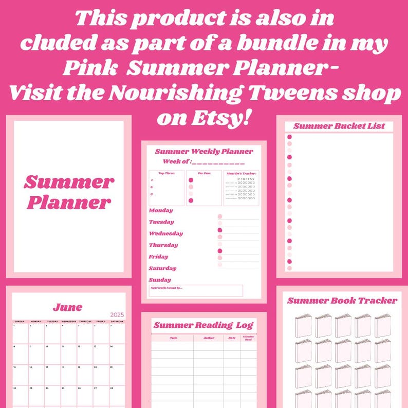 Pink Summer Printable Reading Tracker PDF, Teen Reading Log Tracker ...