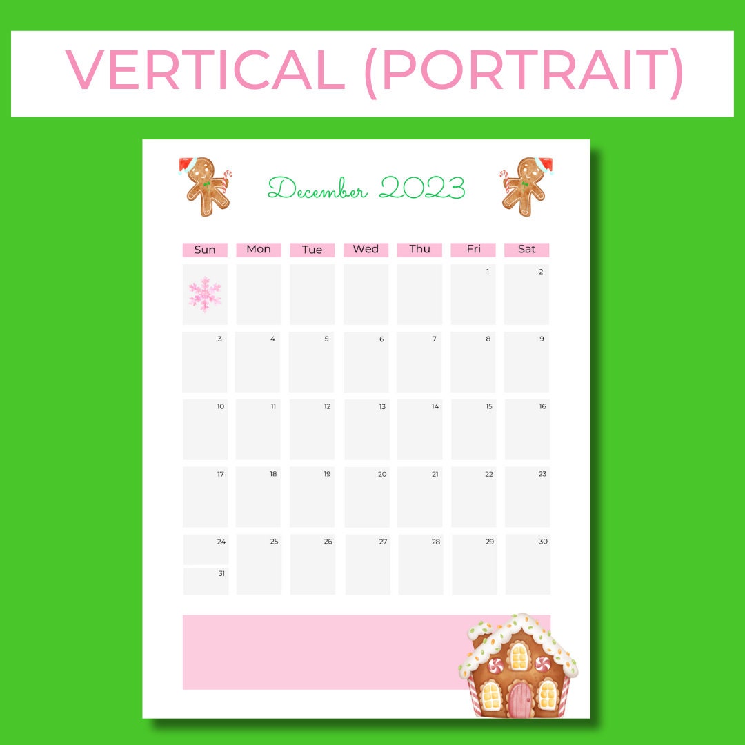 Printable December 2023 Calendar Pink Christmas Printable Planner ...
