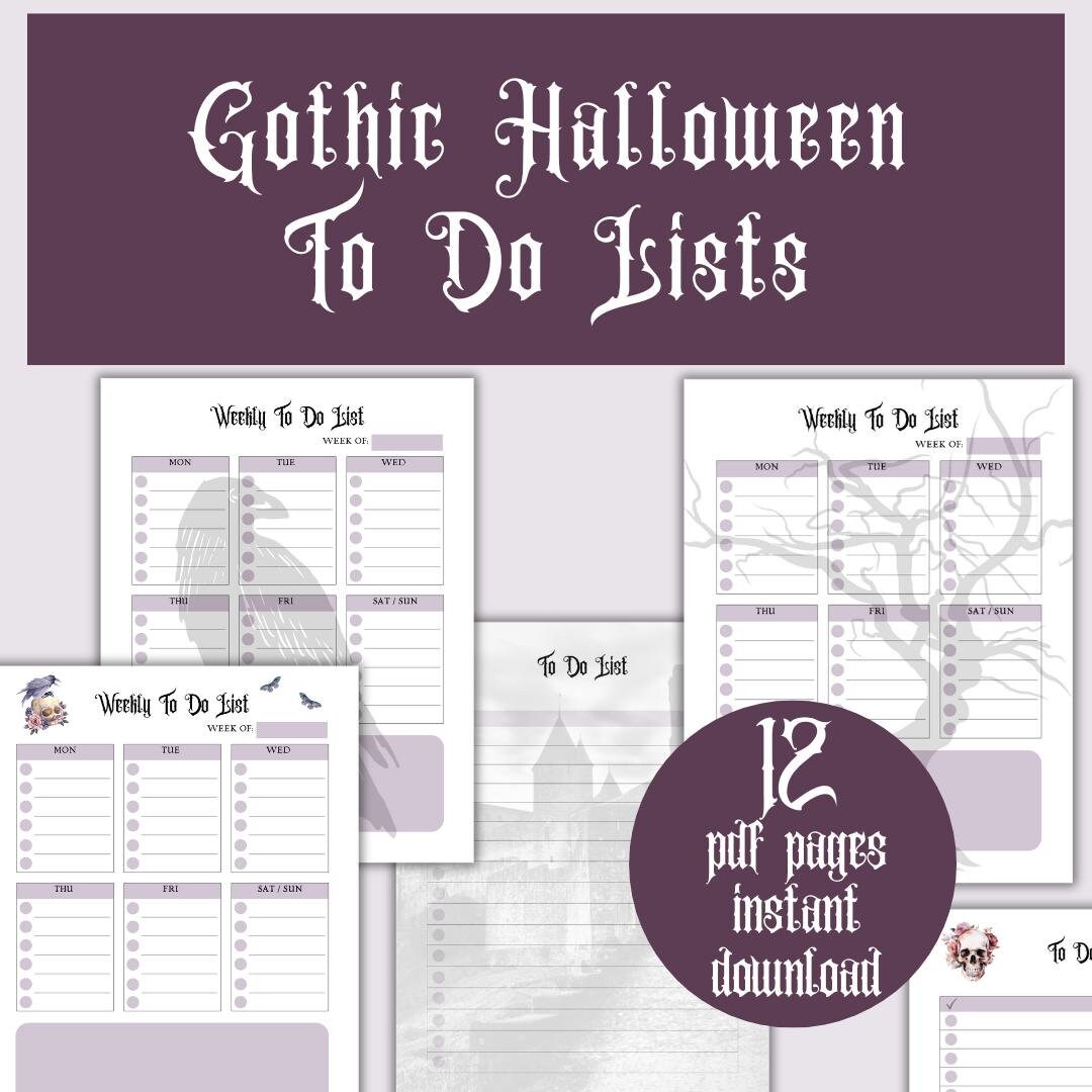 Gothic Halloween to Do List Printable Halloween Planner Pages, Spooky ...
