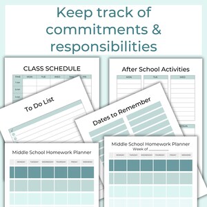 Middle School Student Planner Printable, ADHD Middle School Planner ...