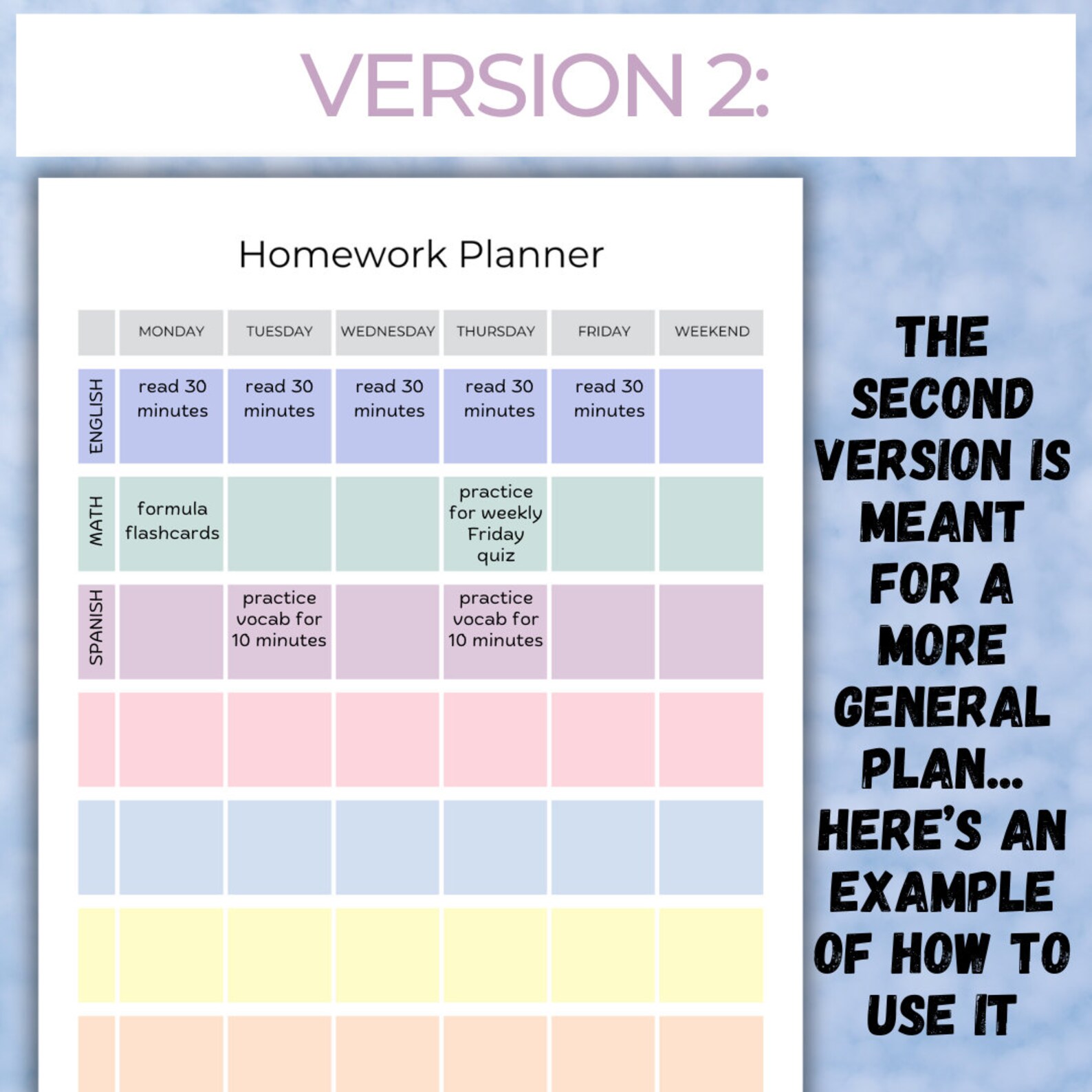 Homework Planner Printable, Middle School Planner, Study Planner ...