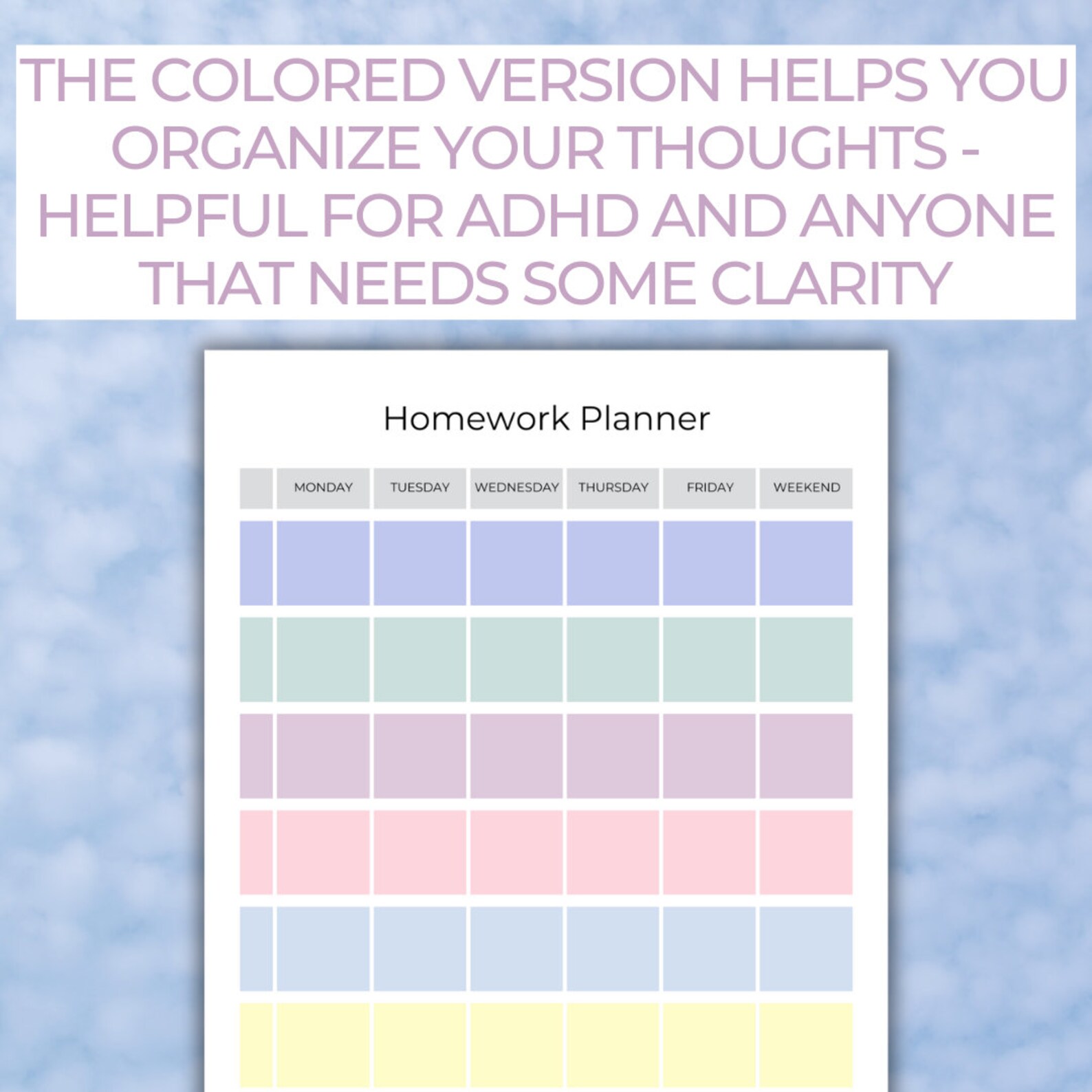 Homework Planner Printable, Middle School Planner, Study Planner ...