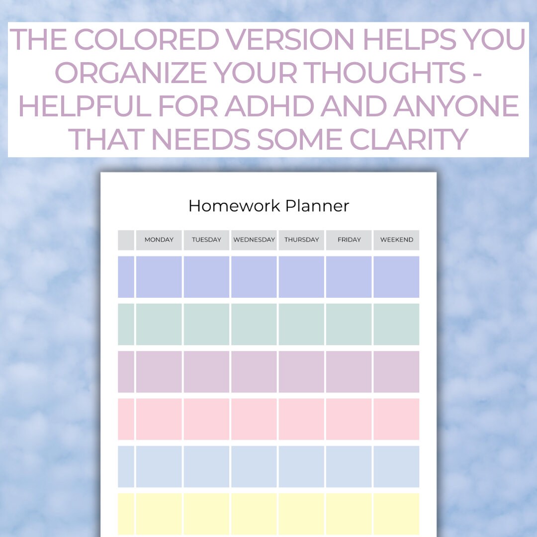 Homework Planner Printable, Middle School Planner, Study Planner ...