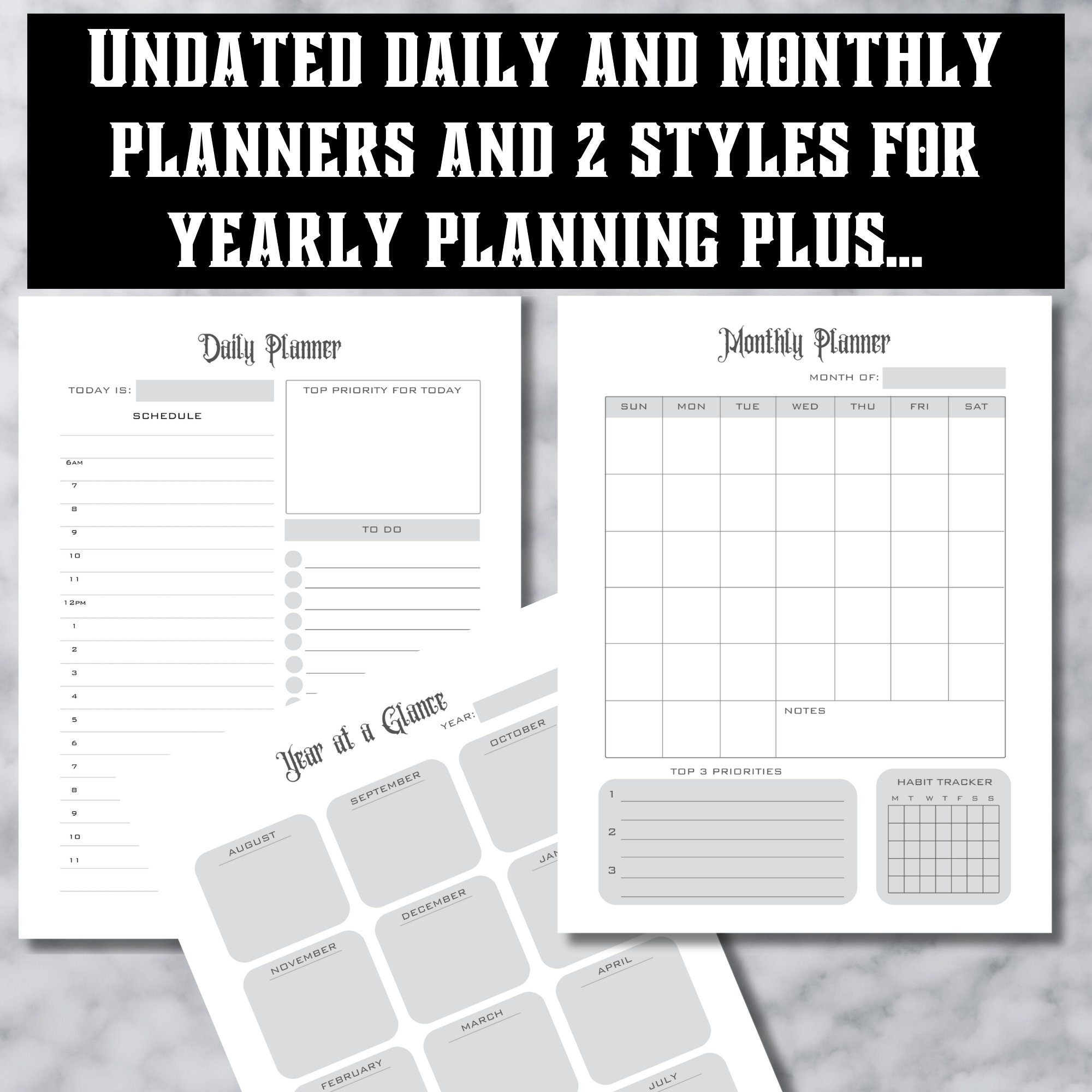 High School Student Planner Printable Goth, Dark Academia Printable ...