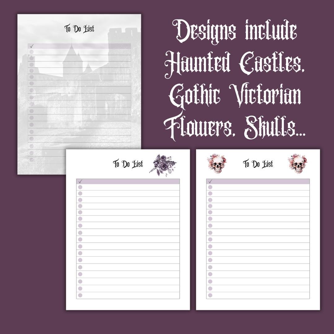 Dark Gothic to Do List Printable Planner Pages, Spooky Printable Weekly ...