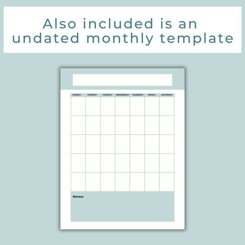 Green Printable Calendar Pages 2025, Calendar for Planner, Simple ...