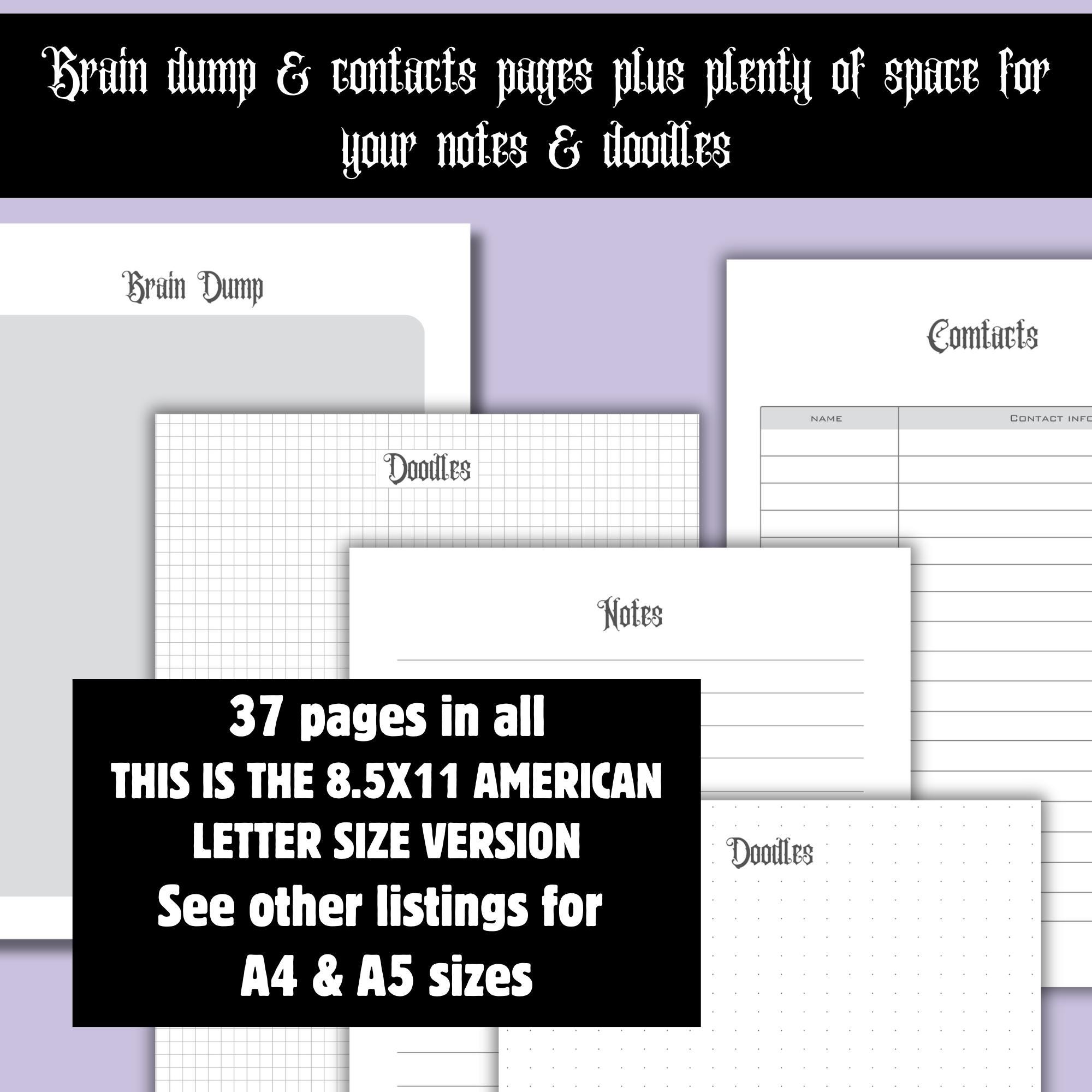Goth Printable Student Planner Pages Dark Academia Planner, High School ...