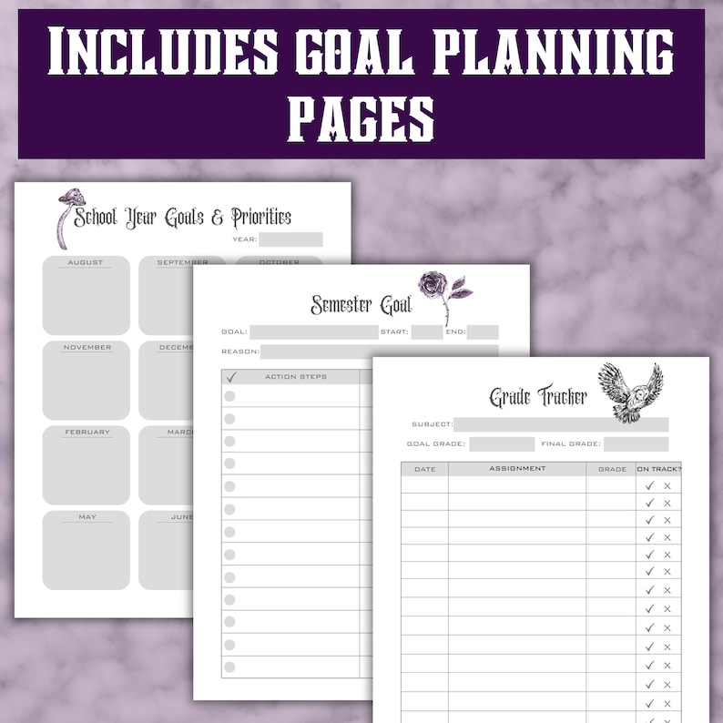 Whimsigoth Printable Planner for Student, Raven Whimsical Halloween ...