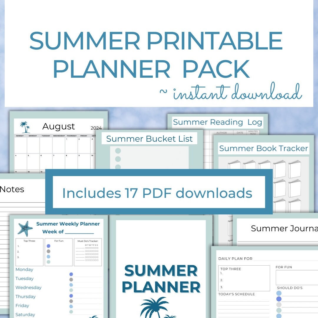 2024 Summer Break Planner Simple, Teen Tween Summer Template, Summer ...