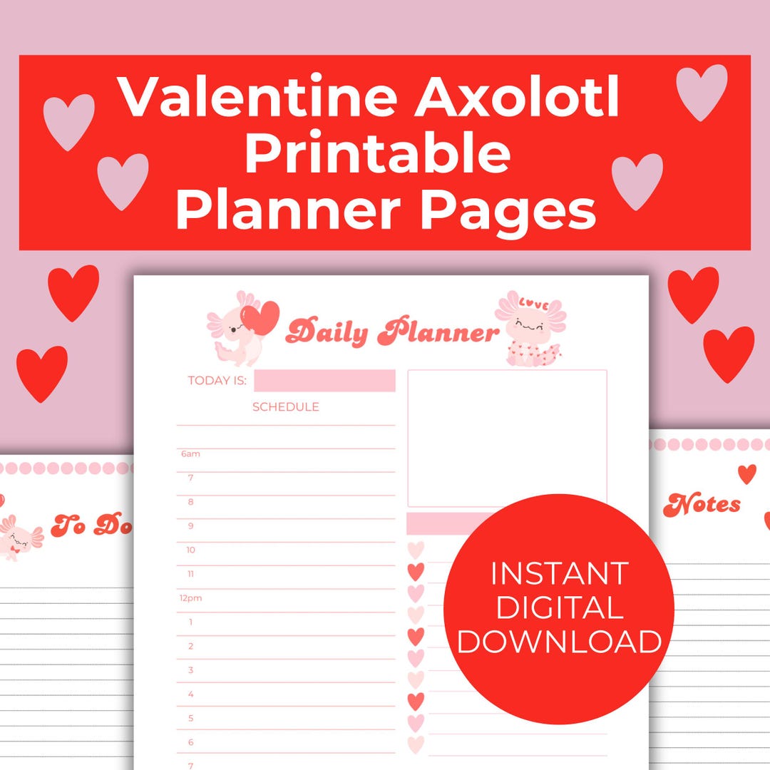 Cute Axolotl Printable Planner Pages PDF, Cute Animal PDF Weekly ...