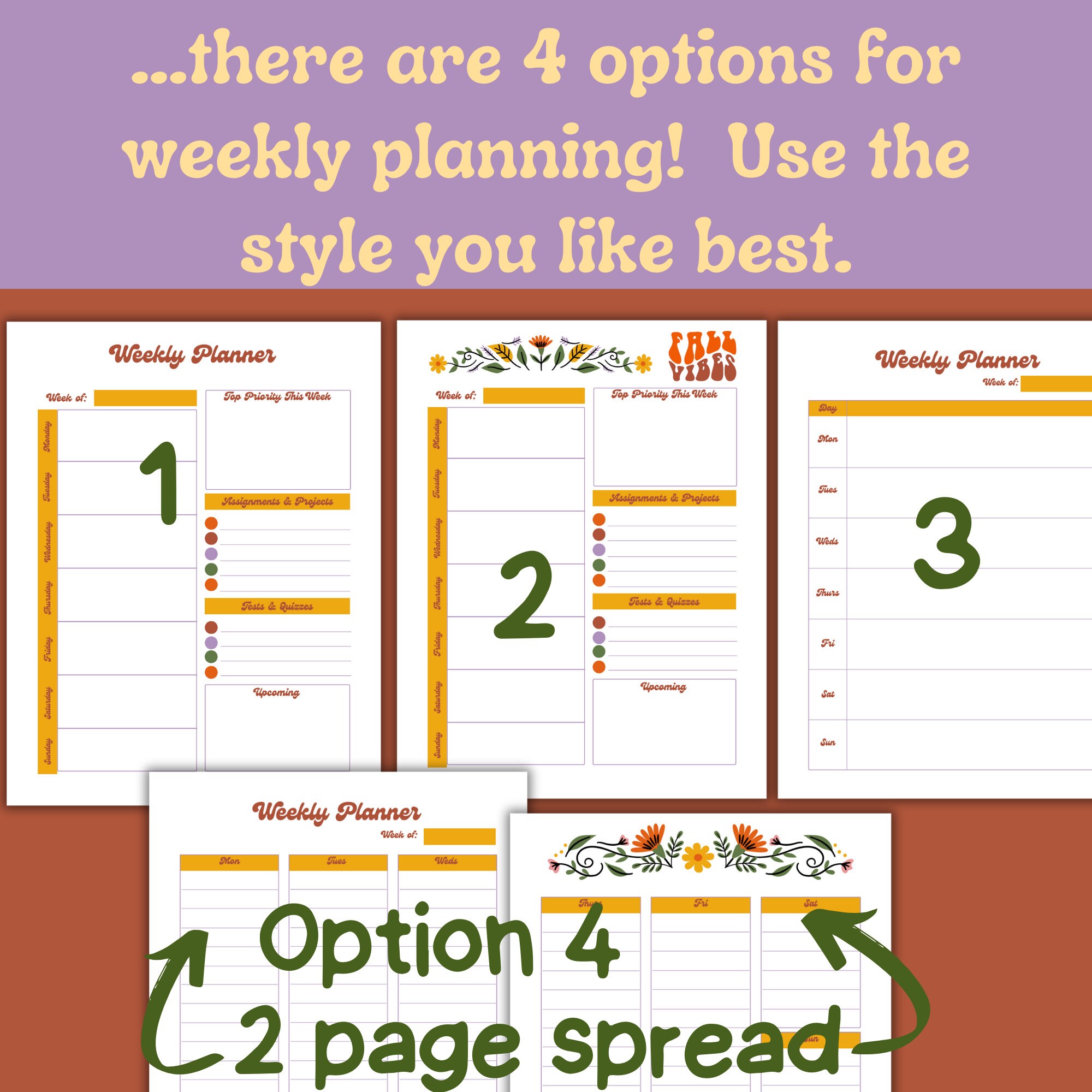 Groovy Planner Printable, Academic Planner, Fall Theme Printable ...