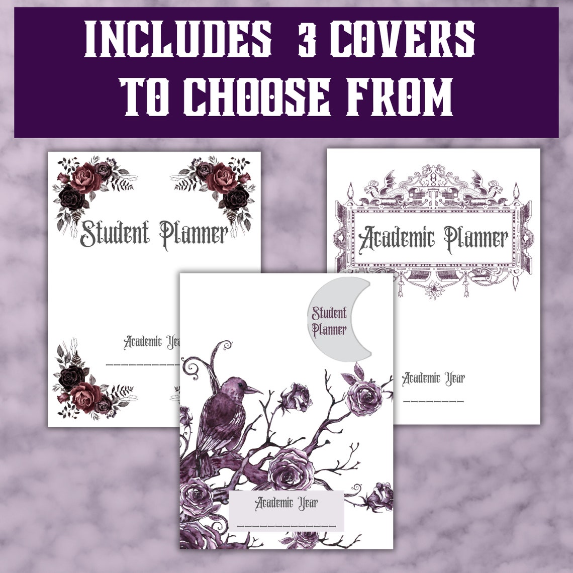 Whimsigoth Student Planner Printable, Dark Academia Printable Planner ...