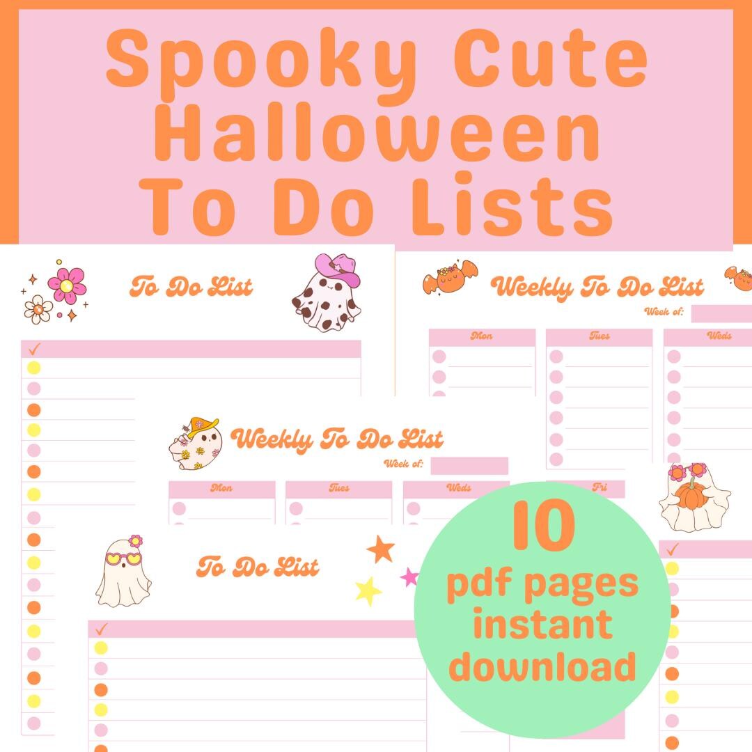 Spooky Cute Ghost Printable to Do List Planner Pages, Pastel Goth ...