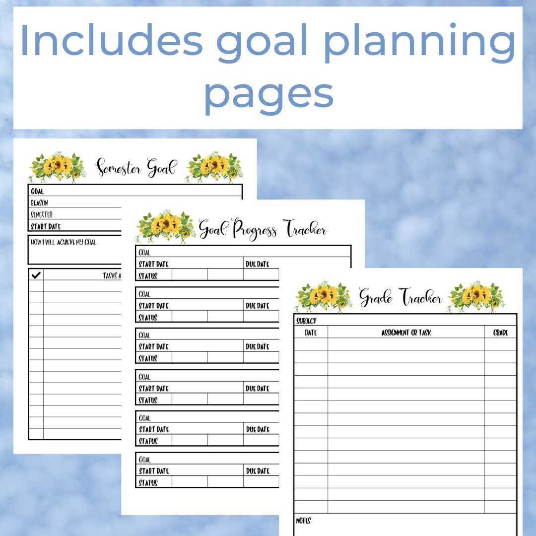 Sunflower Academic Planner for Teens High School Planner School Planner ...