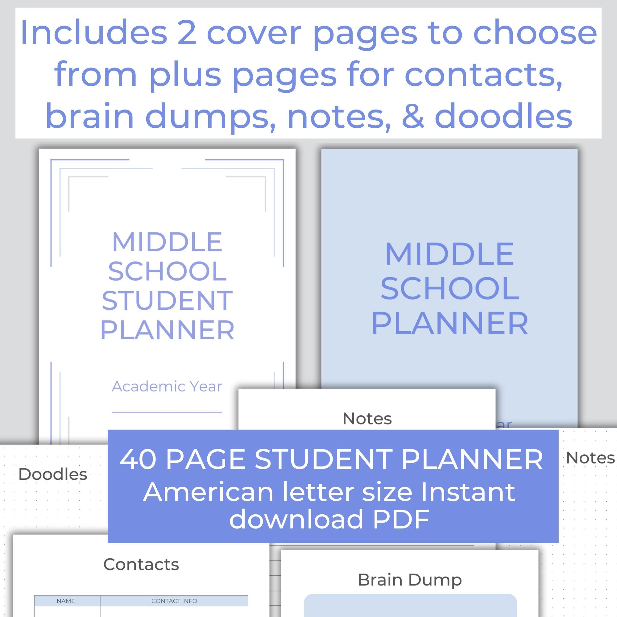 2025 Middle School Planner Printable Academic Planner Calendar, ADHD ...