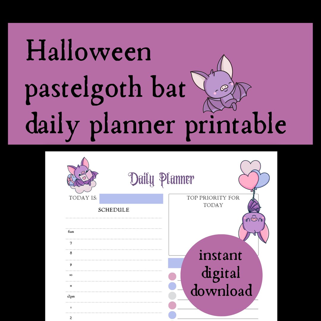 Halloween Pastelgoth Bat, Spooky Cuteness Planner, Bat Spookycute ...