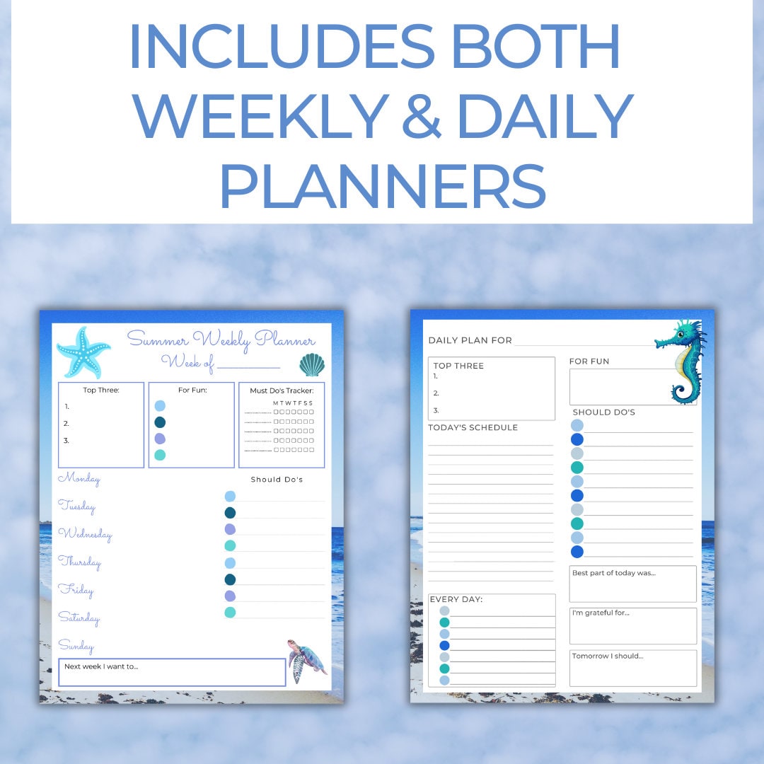 Summer Printable Planner 2025 Summer Calendar, Ocean Planner Printable ...