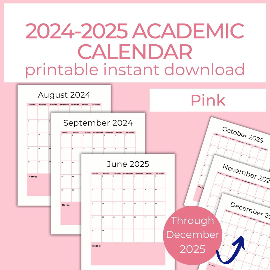 2024-2025 Academic Calendar, Pink Calendar Pages, School Year Calendar ...