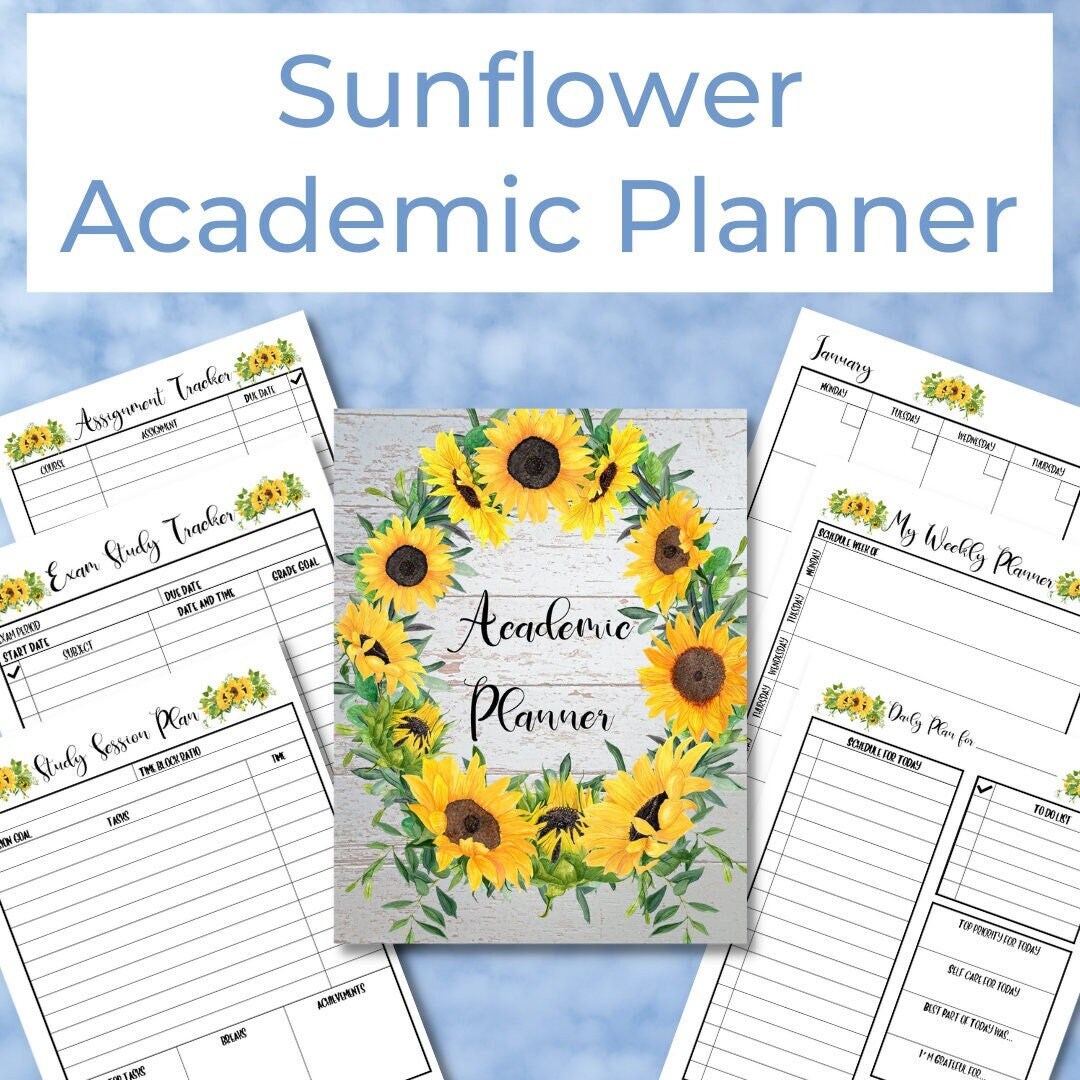 Sunflower Academic Planner for Teens High School Planner School Planner ...