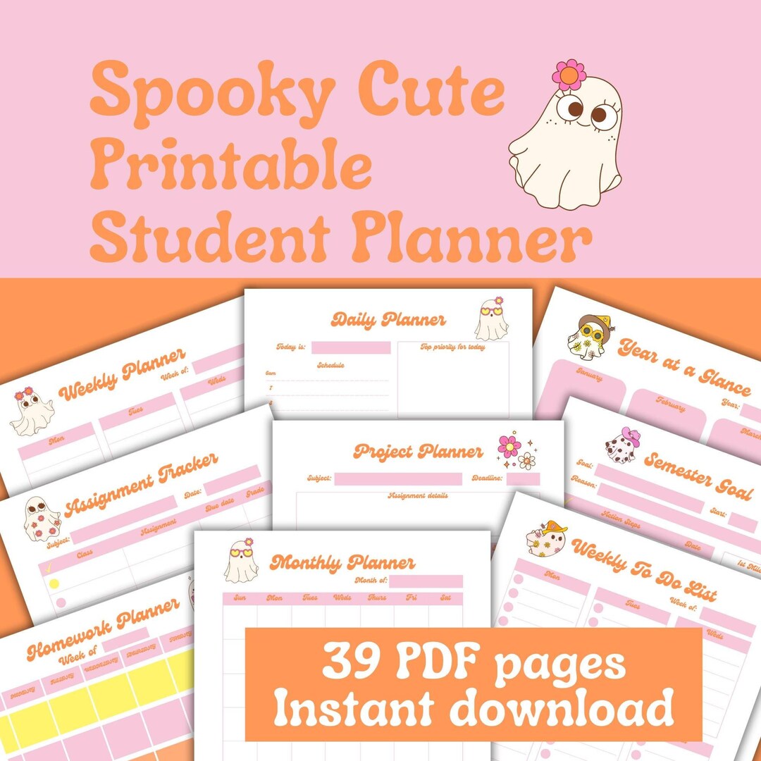 Cute Spooky Planner Sheets, Spooky Cute Ghost Printable High School ...