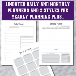 Dark Academia Printable Bundle, Gothic Student Planner Reading Journal ...