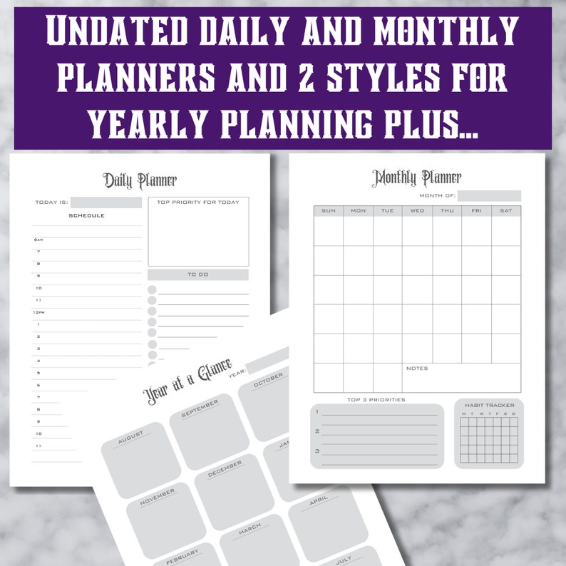 Dark Academia Printable Bundle, Gothic Student Planner Reading Journal ...