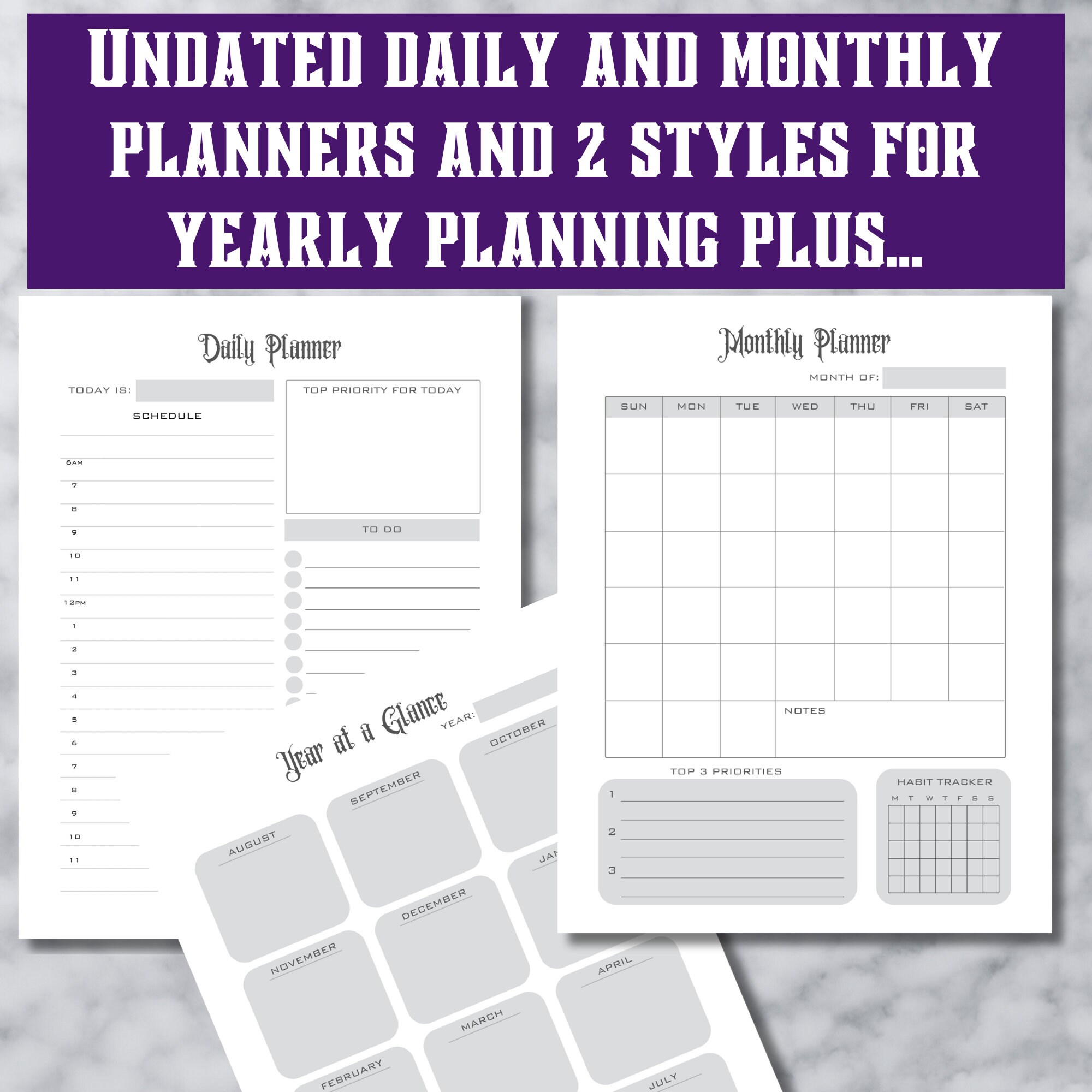Dark Academia Printable Bundle, Gothic Student Planner Reading Journal ...
